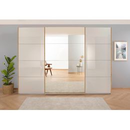 Schwebetürenschrank Rauch "Kleiderschrank Schrank Garderobe KOLUNA mit Glastüren und Spiegel" Schränke Gr. B/H/T: 315 cm x 210 cm x 62 cm, 3 St., beige (eiche artisan, glas champagner) inkl. 2 Innenschubladen sowie extra Einlegeböden MADE IN GERMANY