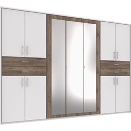 Drehtürenschrank wimex "Taiga Kleiderschrank mit Spiegel OTTOs Choice Topseller" Schränke Gr. B/H/T: 313 cm x 210 cm x 58 cm, 11 St., weiß (weiß, flagstaffeichefarben) mit Schubladen auf bequemer Höhe, TOPSELLER