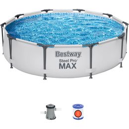 Framepool Bestway "Steel Pro MAX™" Schwimmbecken Gr. Ø/B/H/L: 305 cm x Breite 305 cm x Höhe 76 cm x Länge 305 cm, 4678 l, grau Ø 305 x 76 cm