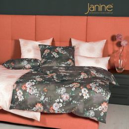 Bettwäsche Janine "MILANO 45057" Gr. B/L: 155cm x 200cm, , Mako-Satin, B/L: 80cm x 80cm, braun (siena/karneo/kakao) mit Reißverschluss