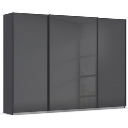 Schwebetürenschrank Rauch "Kleiderschrank Schrank Garderobe AGORDO mit Glasfront" Schränke Gr. B/H/T: 315 cm x 229 cm x 62 cm, 3 St., grau (graumetallic, glas basalt) durchdachte Innenausstattung, in 4 Breiten und 2 Höhen MADE IN GERMANY