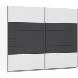 Schwebetürenschrank Rauch "Kleiderschrank Schrank Garderobe BARCELONA" Schränke Gr. B/H/T: 271 cm x 210 cm x 62 cm, 2 St., weiß (alpinweiß, graumetallic) in modernem Farbmix mit viel Stauraum MADE IN GERMANY