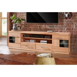 Lowboard Home Affaire "Ribe" Sideboards Gr. B/H/T: 180 cm x 55 cm x 35 cm, Holzwerkstoff Kernbuchefarben (Korpus)/ Massivholz Kernbuche (Front), beige (kernbuche teilmassiv) Breite 180 cm