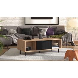 Couchtisch Home Affaire "Vandea, 120 cm, modernes Design mit viel Stauraum, rechteckig" Tische Gr. B/H/T: 120,5 cm x 41,5 cm x 54,5 cm, Schwarz, schwarz (black matt foil, artisan eiche, eiche) Vier offene Fächer und ein geschlossenes, Klapptür, Artisan Eiche