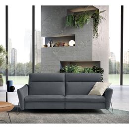 2-Sitzer Egoitaliano "Gaia, modern, elegant und super komfortabel mit hoher R&uuml;ckenlehne", grau (charcoal), B:220cm H:96cm T:93cm, Sofas, erstklassiger Sitzkomfort, Inkl. 2 Relaxfunktionen, mit Designfu&szlig;