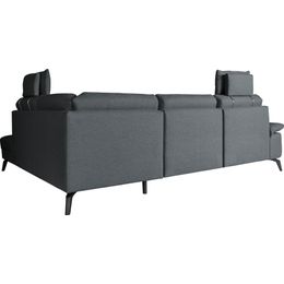 Ecksofa Alina, grau (blaugrau gba 29), B:243cm H:118cm T:210cm, Struktur GBA (100% Polyester), Sofas, Ecksofa, inkl. Kopfst&uuml;tzen, wahlweise mit Relaxfunktion, Breite: 243 cm