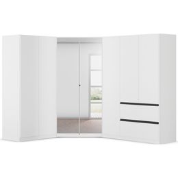 Schrank-Set Rauch "Kleiderschrank Schrank Garderobe Wäscheschrank COSTA mit Spiegel" Kastenmöbel-Sets Gr. B/H/T: 208 cm x 197 cm x 253 cm, schwarz-weiß (alpinweiß, schwarz) viel Platz, grifflose Front und Push-to-Open Funktion MADE IN GERMANY