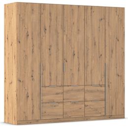 Drehtürenschrank Rauch "Kleiderschrank Schrank Garderobe AGORDO mit Dekor- oder Hochglanzfront" Schränke Gr. B/H/T: 226 cm x 210 cm x 54 cm, 5 St., braun (eiche artisan) mit Außenschubkästen, in 6 Breiten und 2 Höhen MADE IN GERMANY