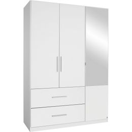 Kleiderschrank Rauch "Alvor" Schränke Gr. B/H/T: 136 cm x 197 cm x 54 cm, mit Spiegel, 3 St., weiß (weiß uni) Drehtürenschrank Kleiderschrank Schränke