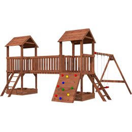 Spielturm Palmako "JESPER SET 1", braun, Spieltürme, KinderB:600cm H:314cm T:464cm, Holz, BxTxH: 600x464x314 cm, B:600cm H:314cm T:464cm