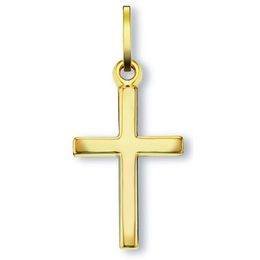 Kette mit Anhänger ONE ELEMENT "Kreuz aus 333 Gelbgold" Halsketten Gr. Gelbgold 333, goldfarben (gold) Damen Schmuckset - Set mit verstellbarer Halskette