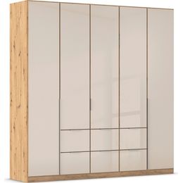 Drehtürenschrank Rauch "Kleiderschrank Kleiderschränke Schrank Garderobe AGORDO mit Glasfront" Schränke Gr. B/H/T: 226 cm x 229 cm x 54 cm, 5 St., beige (eiche artisan, glas champagner) mit Außenschubkästen, in 6 Breiten und 2 Höhen MADE IN GERMANY