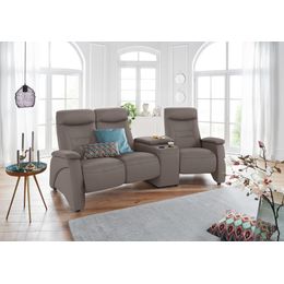 3-Sitzer exxpo - SOFA FASHION "Ascoli, Kinosofa mit hohem Sitzkomfort, bequeme Armlehnen", grau (delphin), B:251cm H:106cm T:99cm, NaturLEDER (echtes Rindsleder) in Sitz und R&uuml;cken. Korpus in passendem Kunstleder SOFTLUX bezogen;Velours in Lederoptik (100% Polyester);Webvelours (92% Polyester, 8% Nylon), Sofas, inkl. Relaxfunktion, Ablage und Staufach, hohe R&uuml;ckenlehne