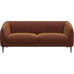2,5-Sitzer FLEXLUX "Belle Designsofa, Couch, bequem durch Kaltschaum im Sitz", braun (cognac), B:188cm H:74cm T:89cm, 100% Polyester, Sofas, Skandinavisches Design, In hochwertiger Verarbeitung