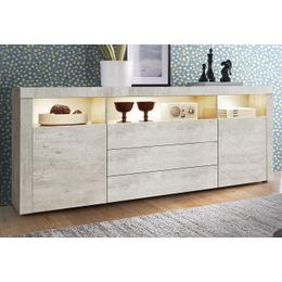 borchardt Möbel Sideboard BORCHARDT MÖBEL "Santa Fe" Sideboards Gr. B/H/T: 166cm x 72cm x 35cm, 3 St., grau (beton-optik) Breite 166 cm