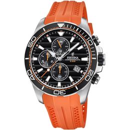 Chronograph Festina Armbanduhren orange Herren Quarzuhr, Armbanduhr, Herrenuhr, analog, Tag, Stoppfunktion