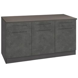 Unterschrank KOCHSTATION "KS-Tulsa" Schränke Gr. B/H/T: 150 cm x 85 cm x 60 cm, 3 St., grau (betonfarben dunkel) 150 cm breit, 3 Schubkästen, Türen, auch als Sideboard verwendbar