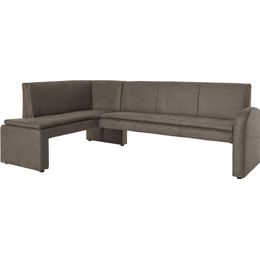 Eckbank exxpo - SOFA FASHION "Cortado, elegant und modern mit hohem Sitzkomfort" Sitzbänke Gr. B/H/T: 157 cm x 89 cm x 244 cm, Naturleder MADRAS, langer Schenkel rechts, grau (delphin) hohe Bodenfreiheit, schöne Detailverarbeitung, wahlweise Lederbezug