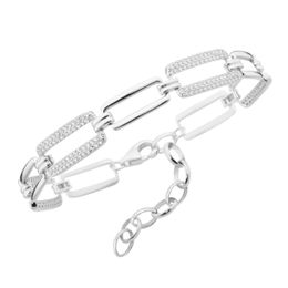 Armband Smart Jewel "rechteckige Glieder, Zirkonia Steine, Silber 925" Armbänder Gr. 20 cm, Silber 925 (Sterlingsilber), silberfarben (silber) Damen