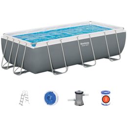 Framepool Bestway "Power Steel™" Schwimmbecken Gr. B/H/L: Breite 404cm x Höhe 100cm x Länge 201cm, 6478 l, grau 404 x 201 100 cm