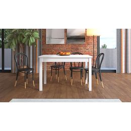 Esstisch Home Affaire "Narvik Küchentisch" Tische Gr. B/H/T: 120cm x 77cm x 80cm, Einlegeplatte, 120 (160), weiß (opaque weiß) Verlängerbar durch Einlegeplatte