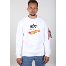 Sweater Alpha Industries "Alpha Industries Men - Sweatshirts Hot Wheels Flag Sweater" Gr. L, weiß (white) Herren Sweatshirts