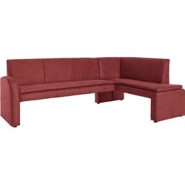 Eckbank exxpo - SOFA FASHION "Cortado, elegant und modern mit hohem Sitzkomfort" Sitzbänke Gr. B/H/T: 157 cm x 89 cm x 244 cm, Naturleder MADRAS, langer Schenkel links, rot (bordeaux) hohe Bodenfreiheit, schöne Detailverarbeitung, wahlweise Lederbezug