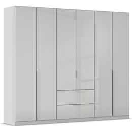 Drehtürenschrank Rauch "Kleiderschrank Kleiderschränke Schrank Garderobe AGORDO mit Glasfront" Schränke Gr. B/H/T: 271 cm x 229 cm x 54 cm, 6 St., grau (seidengrau, glas seidengrau) mit Außenschubkästen, in 6 Breiten und 2 Höhen MADE IN GERMANY