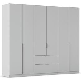 Drehtürenschrank Rauch "Kleiderschrank Schrank Garderobe AGORDO mit Dekor- oder Hochglanzfront" Schränke Gr. B/H/T: 271 cm x 229 cm x 54 cm, 6 St., grau (seidengrau) mit Außenschubkästen, in 6 Breiten und 2 Höhen MADE IN GERMANY