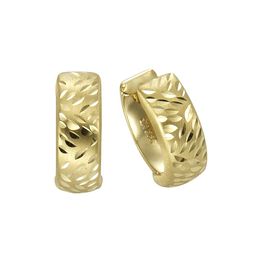 Paar Creolen Vivance "333 Gold diamantiert 13mm" Ohrringe Gr. ONE-SIZE, Gold, gelb Damen Klappcreolen Ohrschmuck