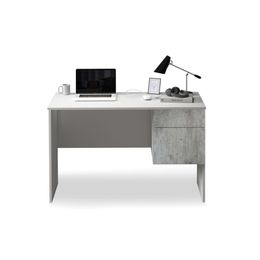 Schreibtisch Inosign "Coro, kleiner Computertisch, Bürotisch" Tische Gr. B/H/T: 110cm x 75cm x 50cm, weiß (weiß matt, beton, weiß) mit 1 Tür & Schublade, Breite 110 cm, Made in Italy