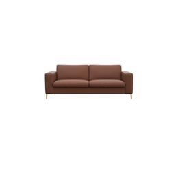 2,5-Sitzer FLEXLUX "Fiore, super Sitzkomfort durch Kaltschaum", braun (old chestnut), B:196cm H:85cm T:92cm, 100% Echteder, Sofas, breite Armlehnen, F&uuml;&szlig;e Alu+ Eiche
