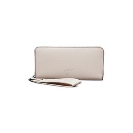 Geldbörse Calvin Klein Jeans "OVER WEBBING ZIP AROUND" beige (porcelain sand) Kleinlederwaren Damen Portemonnaie