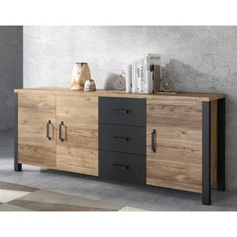 Sideboard Home Affaire "Olin WM" Sideboards Gr. B/H/T: 192 cm x 79 cm x 43 cm, 3 St., schwarz (appenzeller fichte, matt) Breite 192 cm