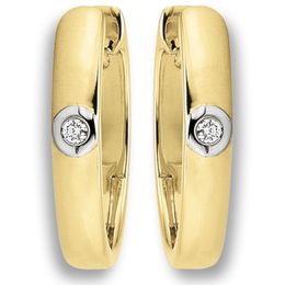 Paar Creolen Vivance "0.02 ct Diamant Brillant Ohrringe aus 585 Gelbgold" Gr. Damen, 0.02 ct mit Diamant, Diamanten, goldfarben (gold) Damen Gold Schmuck