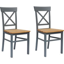 Esszimmerstuhl Andas "Tatra TOPSELLER", blau (blaugrau), B:40,5cm H:93cm T:50cm, Massivholz, Stühle, Holzstuhl im 2er, 4er oder 6er-Set, Küchenstuhl Landhaus