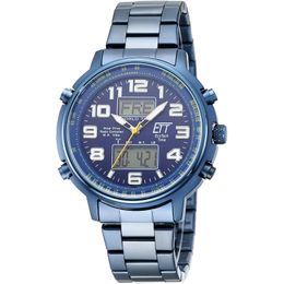 Funkchronograph ETT "Hunter, EGS-11445-32M" Armbanduhren blau Herren Armbanduhr, Herrenuhr, Stoppfunktion, Datum, Solar