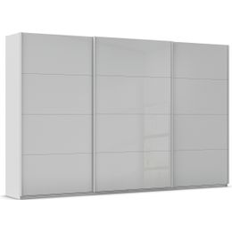 Schwebetürenschrank Rauch "Kleiderschrank Schrank Garderobe AGORDO mit Glasfront" Schränke Gr. B/H/T: 360 cm x 229 cm x 62 cm, 3 St., grau (seidengrau, glas seidengrau) durchdachte Innenausstattung, in 4 Breiten und 2 Höhen MADE IN GERMANY