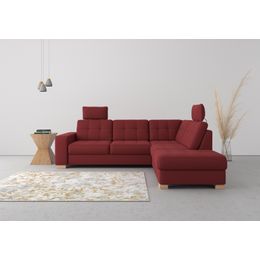 Sit & More Ecksofa SIT & MORE "Quincy L-Form", rot (bordeaux), B:249cm H:82cm T:213cm, Sofas, Ecksofa, wahlweise mit Bettfunktion und Bettkasten