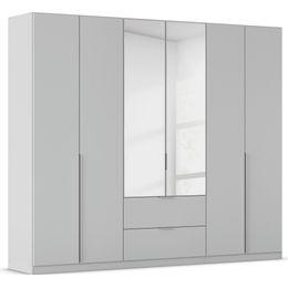 Drehtürenschrank Rauch "Kleiderschrank Schrank Garderobe AGORDO mit Dekor- oder Hochglanzfront" Schränke Gr. B/H/T: 271 cm x 229 cm x 54 cm, 6 St., grau (seidengrau) mit Außenschubkästen, in 6 Breiten und 2 Höhen MADE IN GERMANY