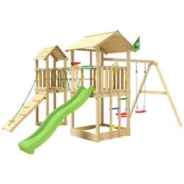 Spielturm Jungle Gym "Nova" Spieltürme grün (hellgrün) Kinder Spielanlage mit 2 Türmen, Schaukel und Rutsche Wasseranschluss