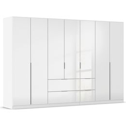 Drehtürenschrank Rauch "Kleiderschrank Kleiderschränke Schrank Garderobe AGORDO mit Glasfront" Schränke Gr. B/H/T: 315 cm x 210 cm x 54 cm, 7 St., weiß (alpinweiß, glas kristallweiß) mit Außenschubkästen, in 6 Breiten und 2 Höhen MADE IN GERMANY