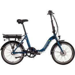 E-Bike SAXONETTE "Compact plus S" E-Bikes Gr. 42 cm, 20 Zoll (50,80 cm), blau (nachtblau) Pedelec, Elektrofahrrad für Damen u. Herren, Faltrad