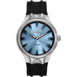 Quarzuhr Diesel "STREAMLINE" Armbanduhren schwarz (schwarz, hellblau) Herren Armbanduhr, Herrenuhr, Silikonarmband