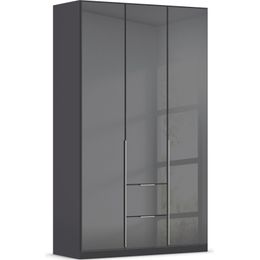 Drehtürenschrank Rauch "Kleiderschrank Kleiderschränke Schrank Garderobe AGORDO mit Glasfront" Schränke Gr. B/H/T: 136 cm x 229 cm x 54 cm, 3 St., grau (graumetallic, glas basalt) mit Außenschubkästen, in 6 Breiten und 2 Höhen MADE IN GERMANY