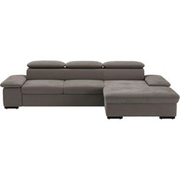 Sit & More Ecksofa SIT & MORE "Alcudia L-Form", braun (schlamm), B:286cm H:73cm T:174cm, 100% Polyester, Sofas, Ecksofa, wahlweise mit Bettfunktion