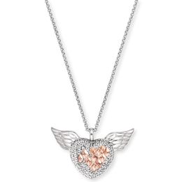 Kette mit Anhänger Engelsrufer "Heartangel, ERN-HEARTANGEL-BIR" Halsketten Gr. Silber 925 (Sterlingsilber), L: 55cm, rosegold (silberfarben-roségoldfarben-kristallweiß) Damen mit Zirkonia (synth.)