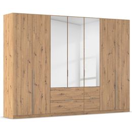 Drehtürenschrank Rauch "Kleiderschrank Schrank Garderobe AGORDO mit Dekor- oder Hochglanzfront" Schränke Gr. B/H/T: 315 cm x 229 cm x 54 cm, 7 St., braun (eiche artisan) mit Außenschubkästen, in 6 Breiten und 2 Höhen MADE IN GERMANY