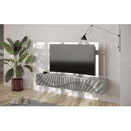 Lowboard Inosign "Snake Breite 180 cm, modernes TV-Board hängend mit 1 Klappe" Sideboards Gr. B/H/T: 180 cm x 28 cm x 30 cm, grau (beton mit siebdruck) TV-Möbel, TV-Schrank, Front Siebdruck