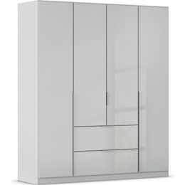 Drehtürenschrank Rauch "Kleiderschrank Kleiderschränke Schrank Garderobe AGORDO mit Glasfront" Schränke Gr. B/H/T: 181 cm x 210 cm x 54 cm, 4 St., grau (seidengrau, glas seidengrau) mit Außenschubkästen, in 6 Breiten und 2 Höhen MADE IN GERMANY